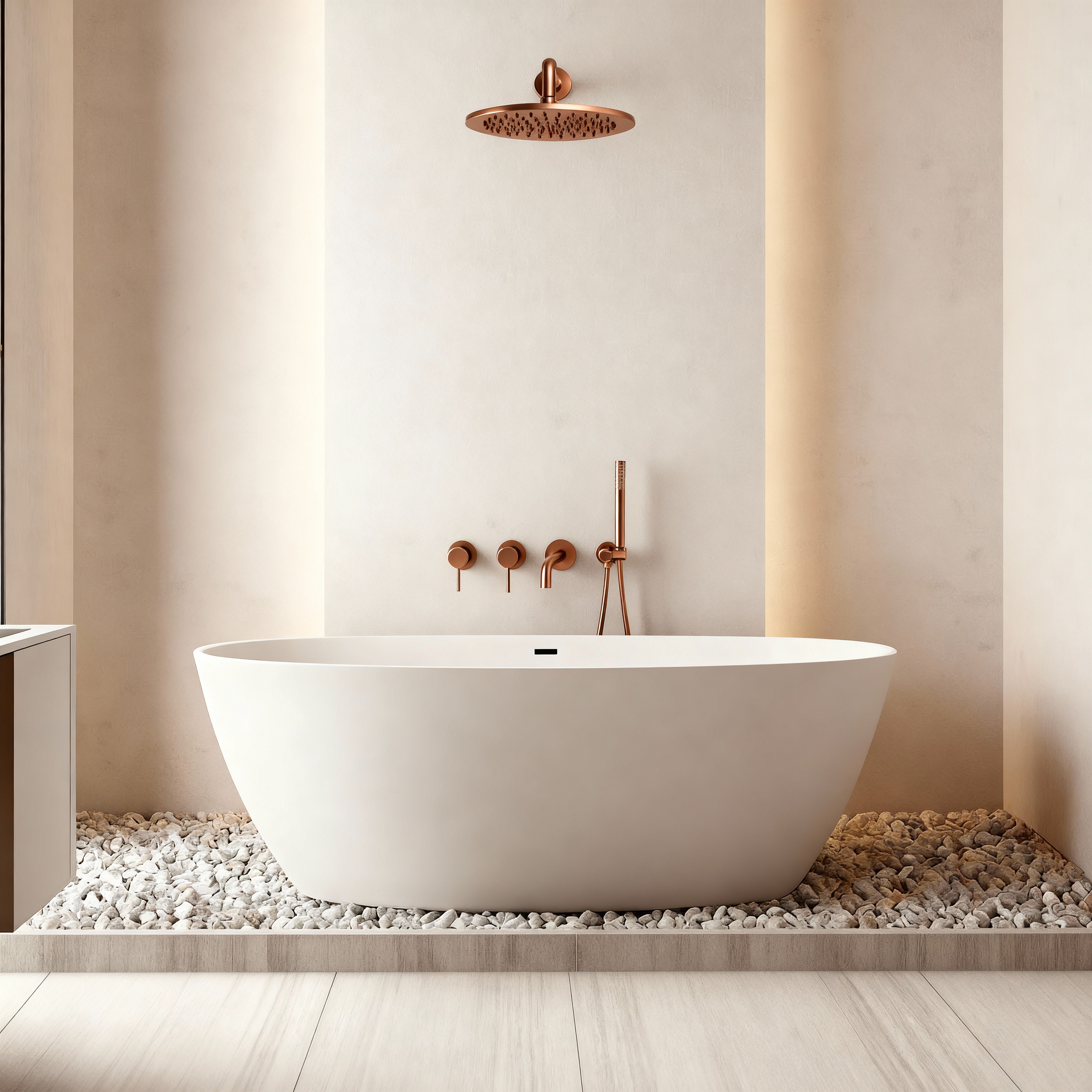 Kit de bain et douche or rose brossé – Agostini